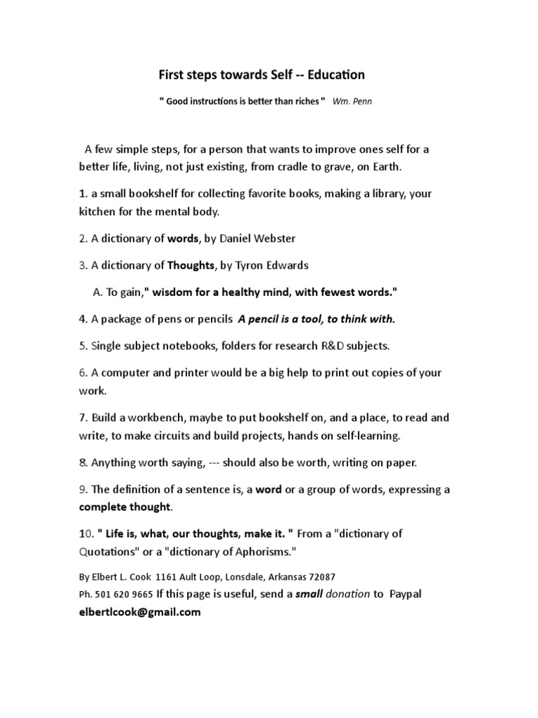 First Steps Towards Self - Education: " Good Instructions Is Better ...