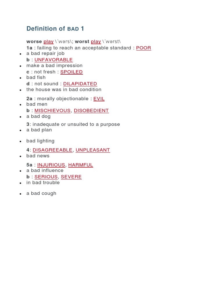 Definition of BAD 1 | PDF