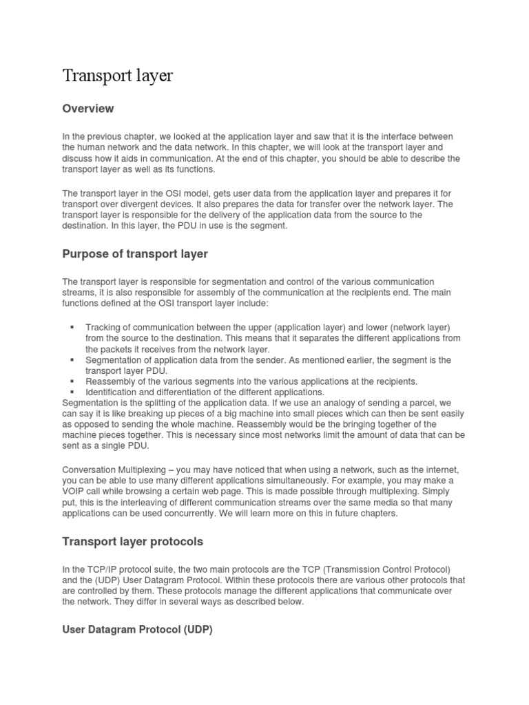 Transport Layer: User Datagram Protocol (UDP) | PDF | Osi Model ...
