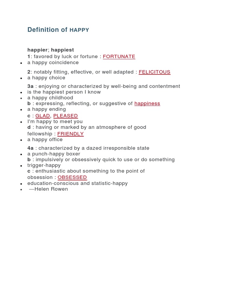 Definition of HAPPY | PDF