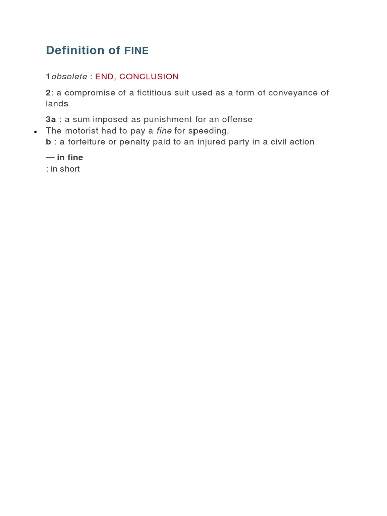 Definition of Fine | PDF | Criminal Justice | Crime & Violence