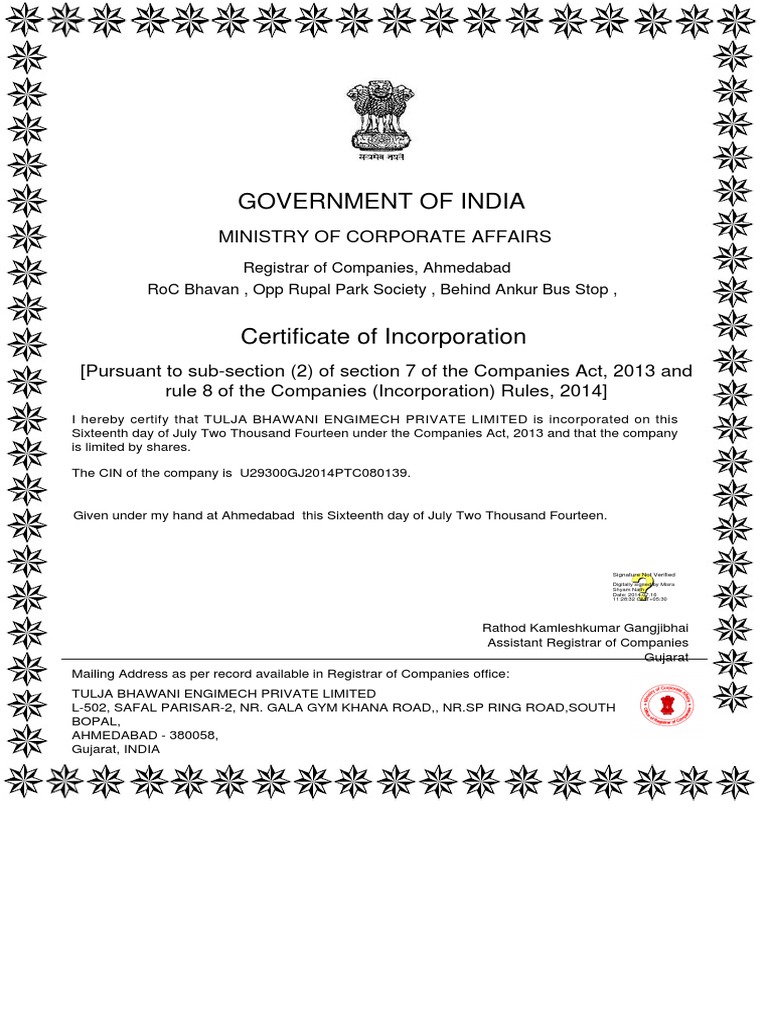 Registration Certificate | PDF