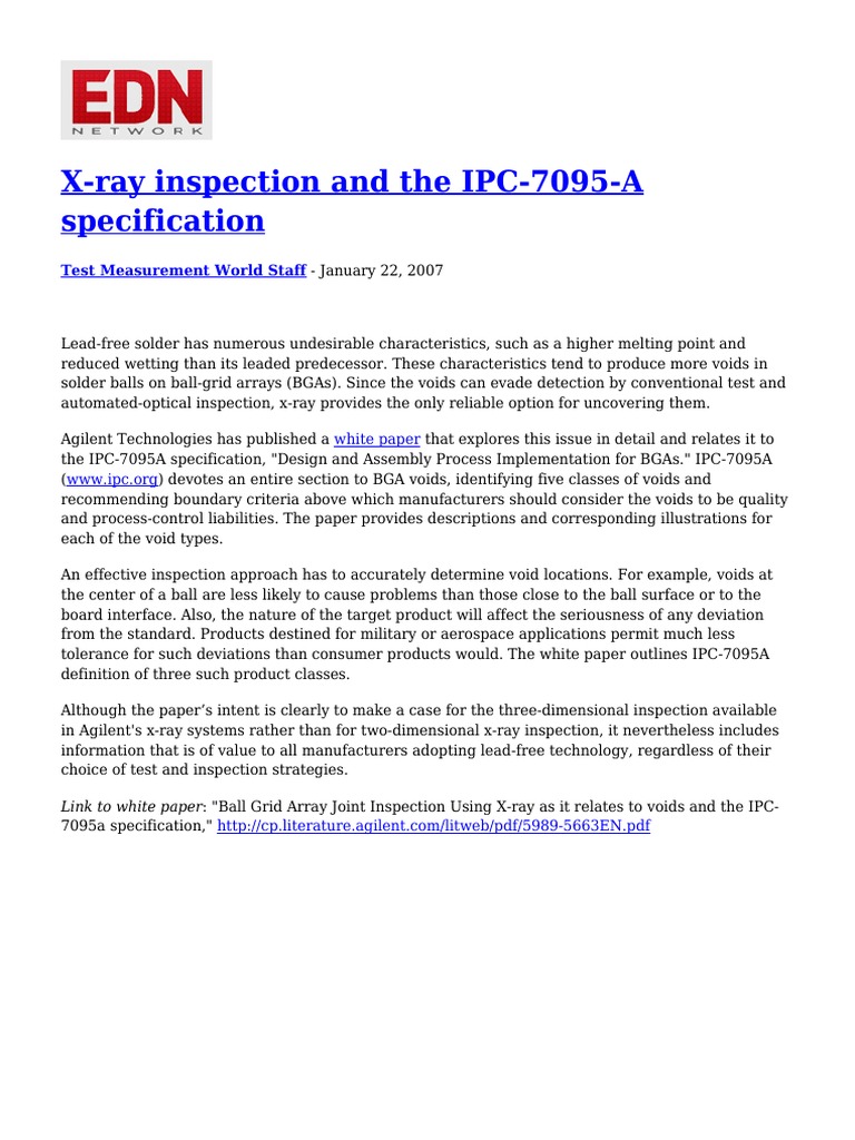 X Ray Inspection and The IPC 7095 A Specification | PDF