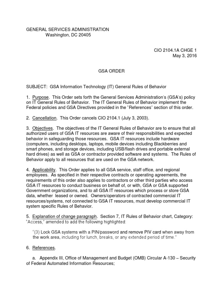 GSA Rules of Behavior | PDF | Encryption | Malware