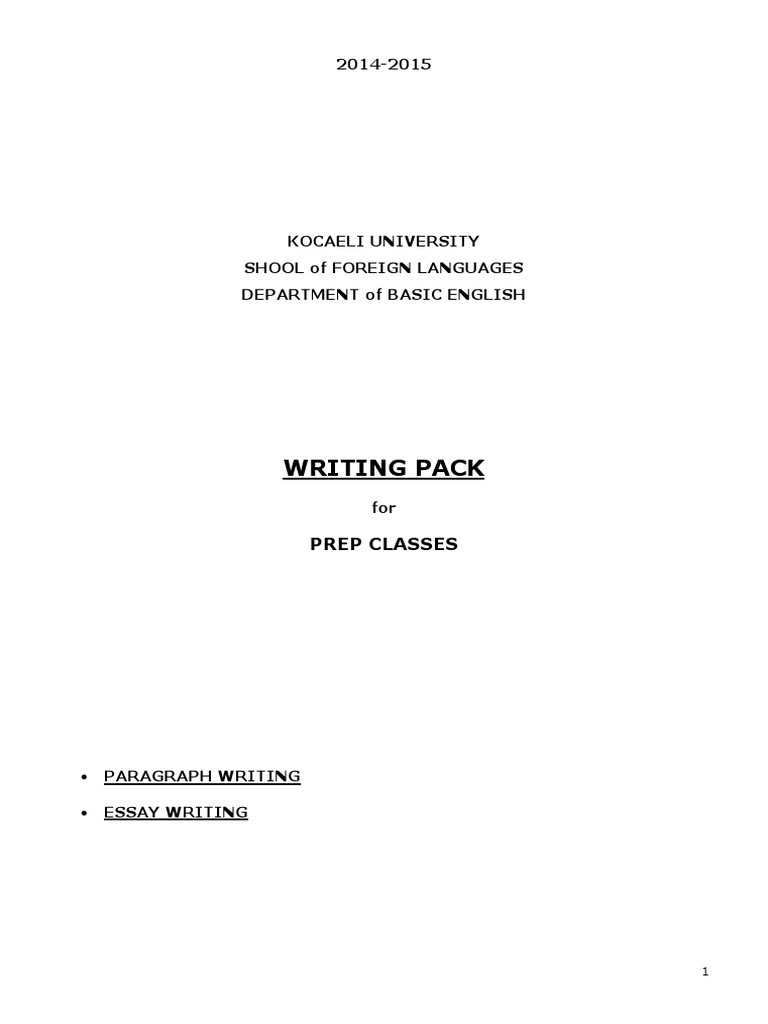 Writing Pack 2015 - Paragraph and Essay Writing PDF | PDF | Paragraph ...