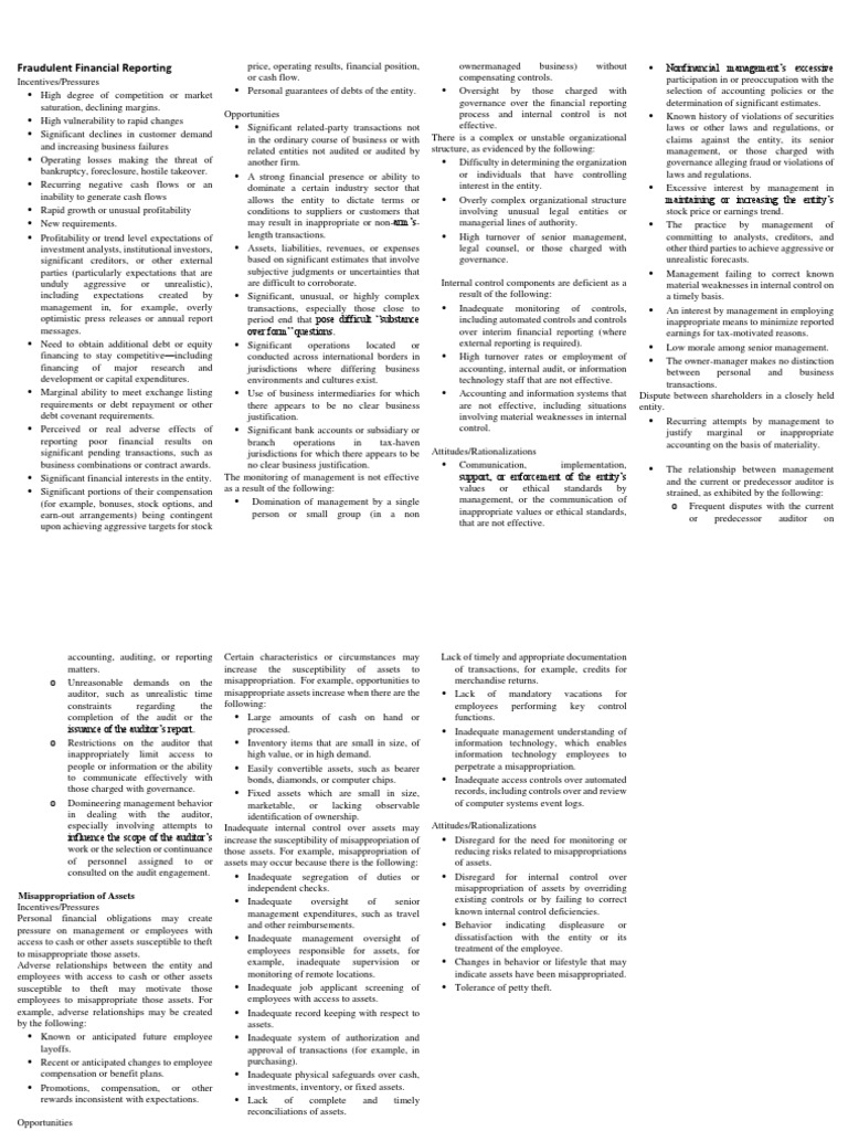 Fraudulent Financial Reporting Pdf Internal Control Debt