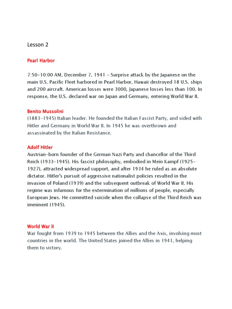 Lesson 2: Pearl Harbor | PDF