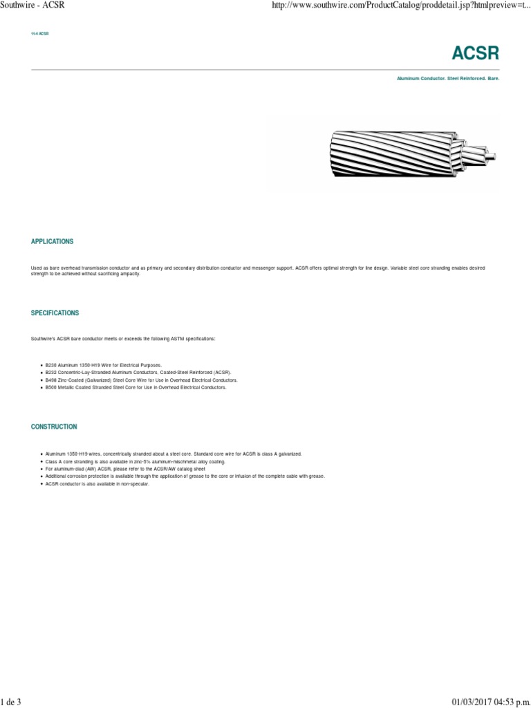 Applications: 11-4 ACSR | Download Free PDF | Electrical Conductor | Materials