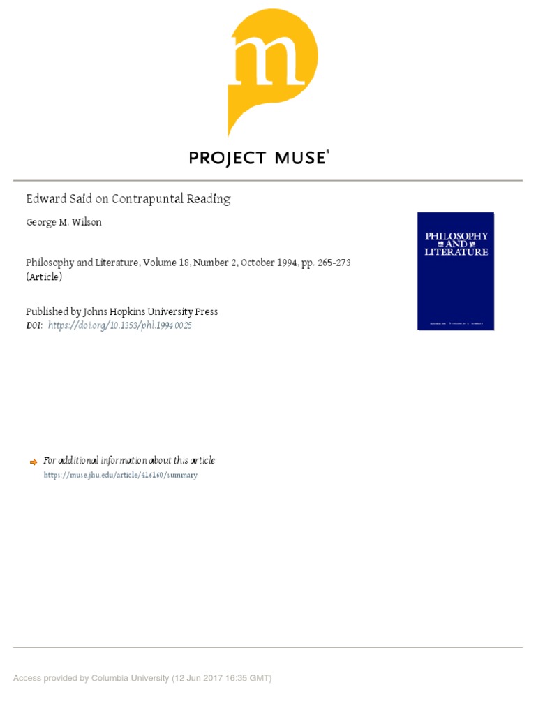 Wilson - 'Edward Said On Contrapuntal Reading' | PDF | Mansfield Park ...