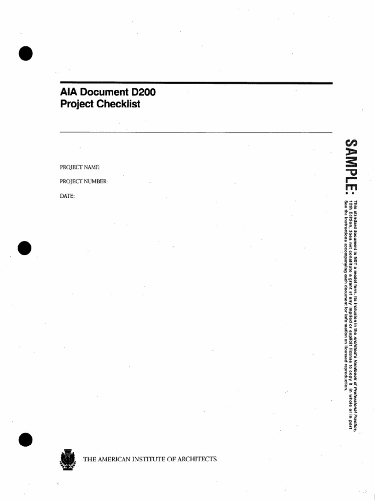 AIA Document D200 - Project Checklist | PDF | Copyright Infringement ...