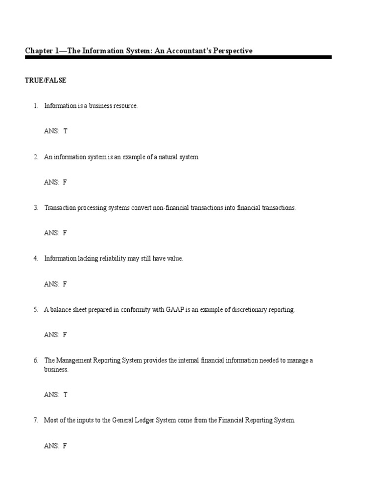 Chapter 1-The Information System: An Accountant's Perspective | PDF ...