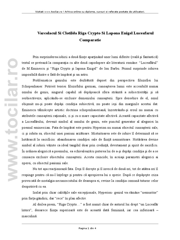 Paralela Luceafarul Si Riga | PDF