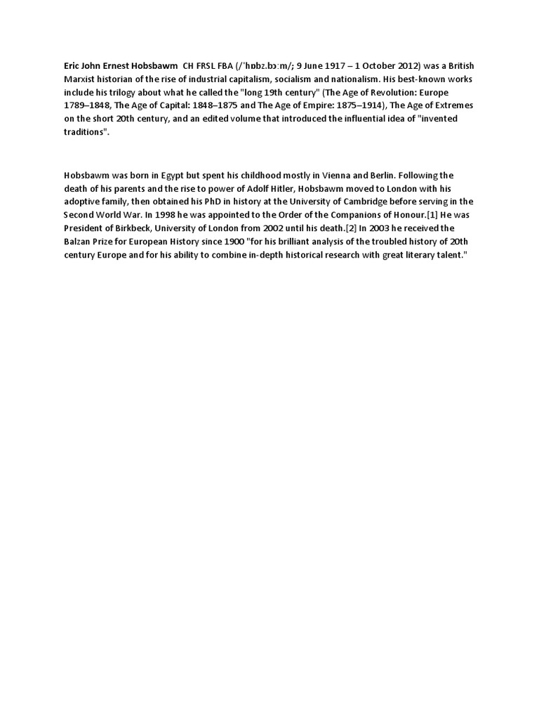 Eric John Ernest Hobsbawm | PDF