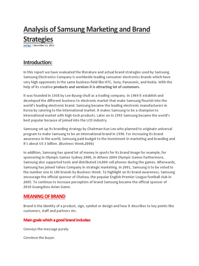 Analysis of Samsung Marketing and Brand Strategies | PDF | Samsung | Brand