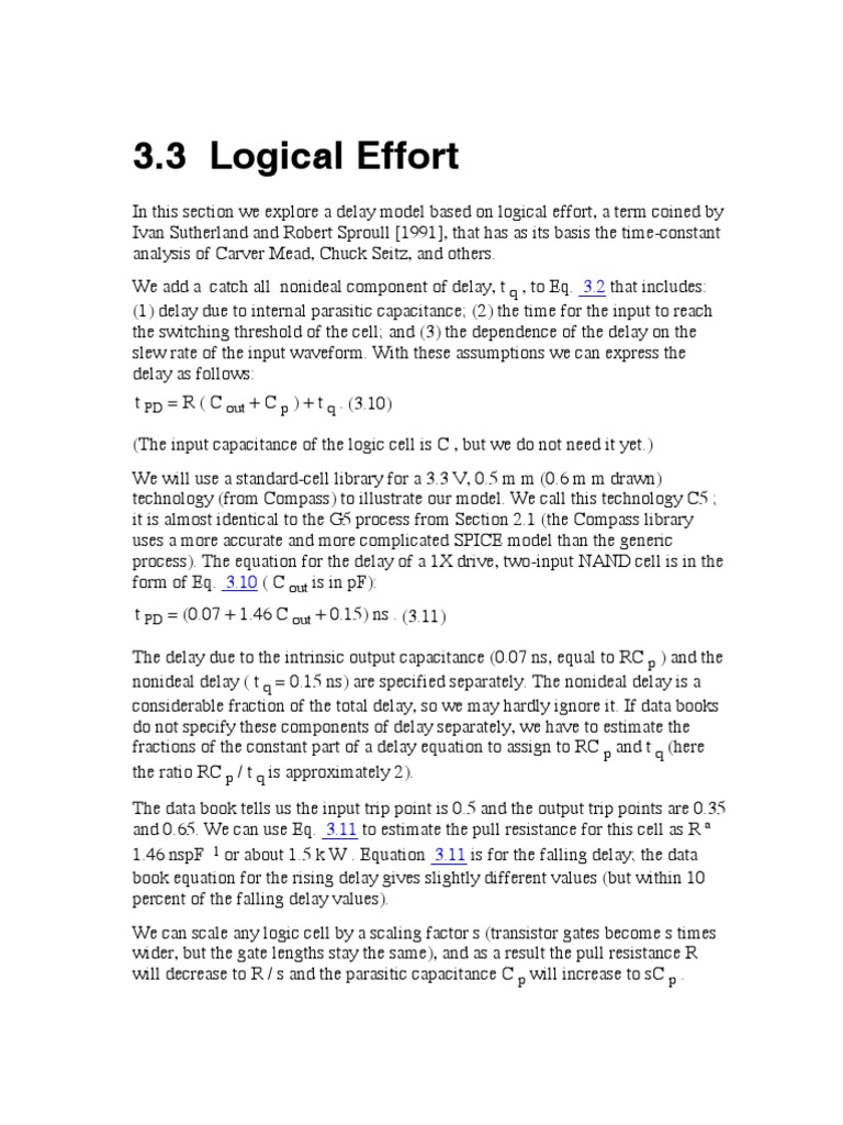 Logical Effort | PDF | Logic Gate | Electronic Engineering