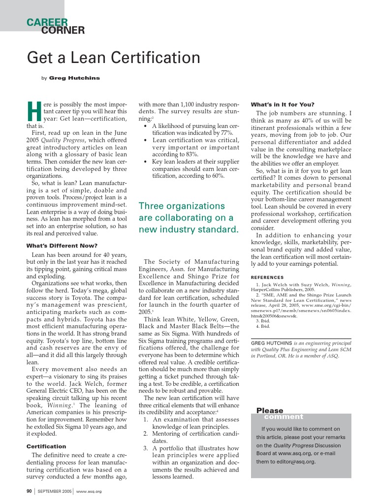 Get A Lean Certification | PDF | Six Sigma | Business