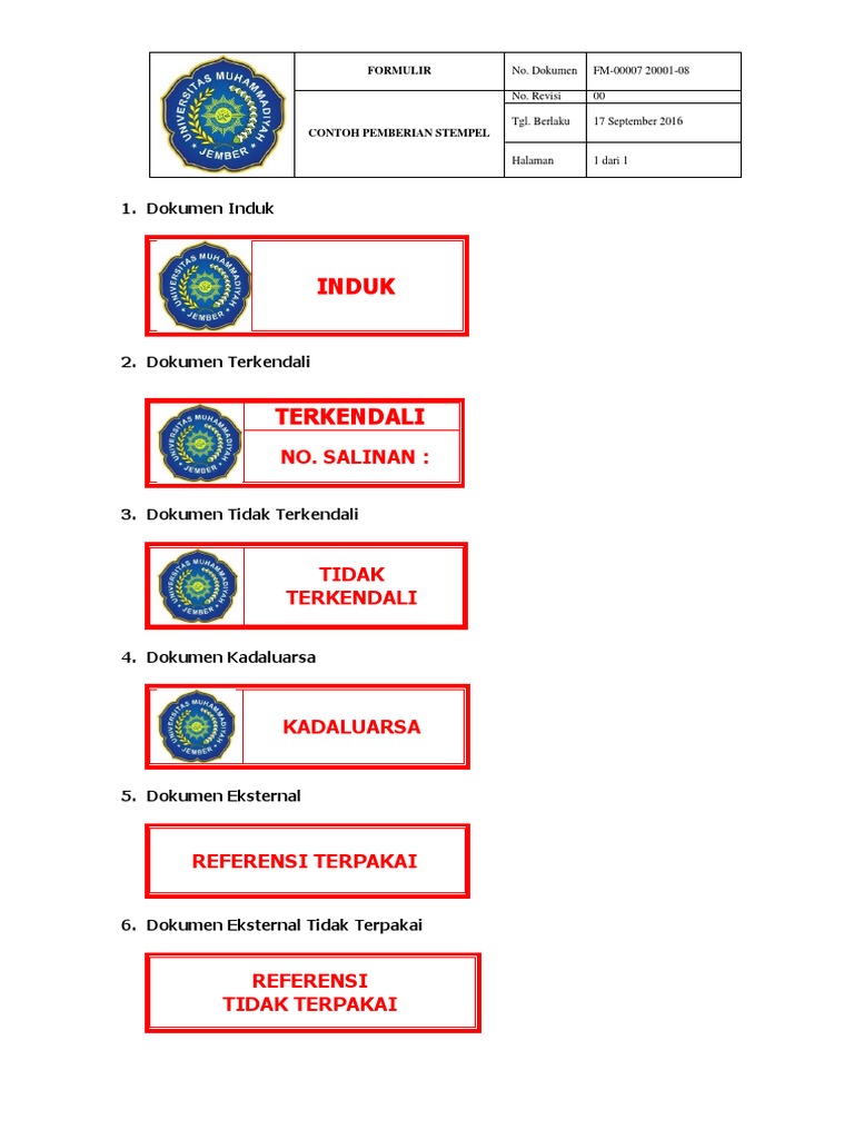 Contoh Pemberian Stempel | PDF