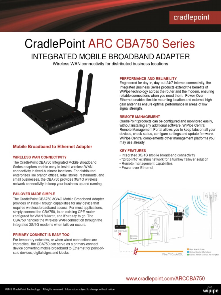 CradlePoint ARC CBA750 | PDF | Lte (Telecommunication) | 4 G