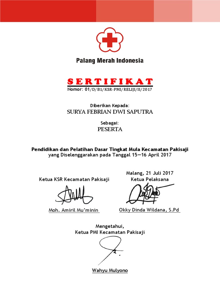 Sertifikat: Surya Febrian Dwi Saputra | PDF