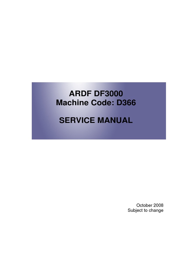 ARDF DF3000 Service Manual | PDF | Image Scanner | Power Inverter