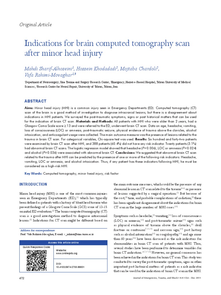 Clinical Guideline SPPD | PDF | Ct Scan | Major Trauma
