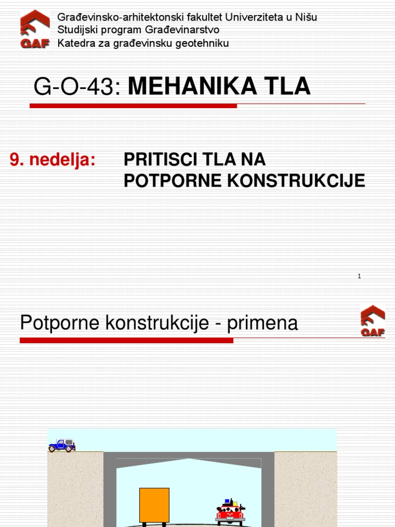 Mehanika Tla Pritisci Tla Na Potporne Konstrukcije (2017) | PDF