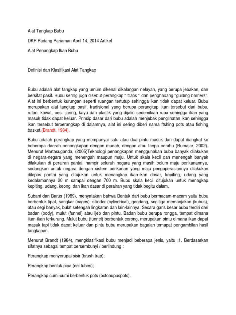 Alat Tangkap Bubu | PDF