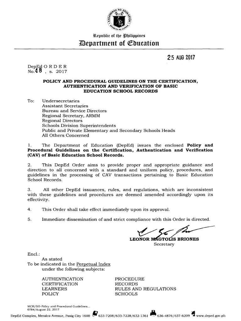 DO - s2017 - 048 Policy Guidelines CAV of Basic Education School ...