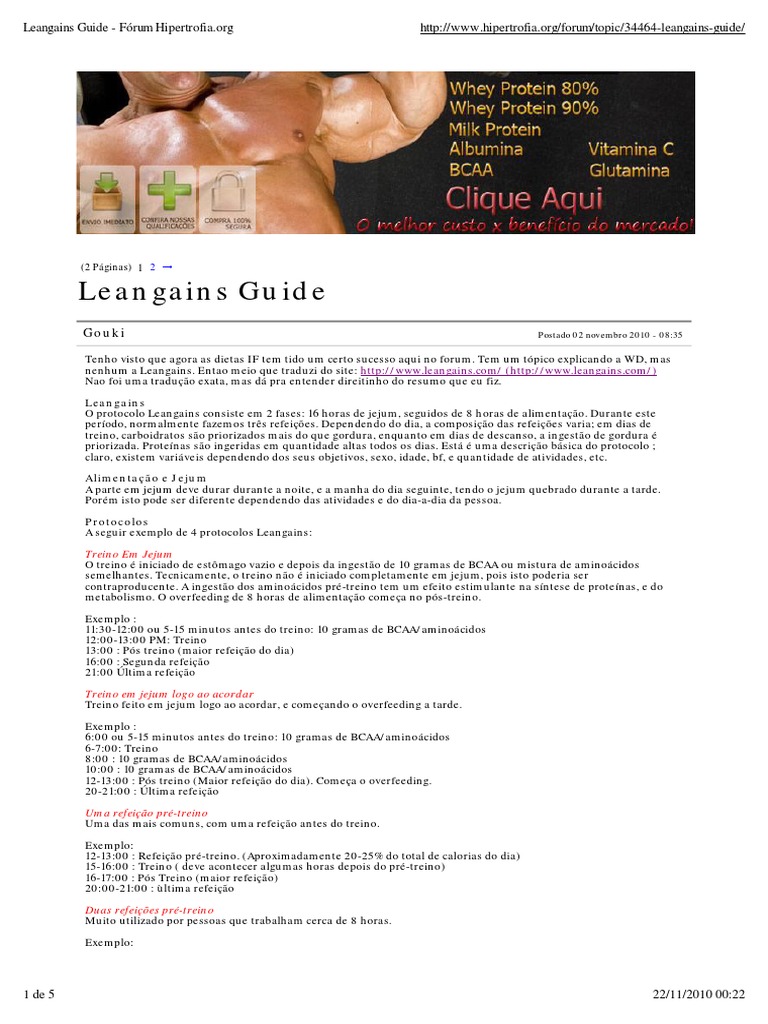 Leangains Guide . | PDF | Carne | Caloria