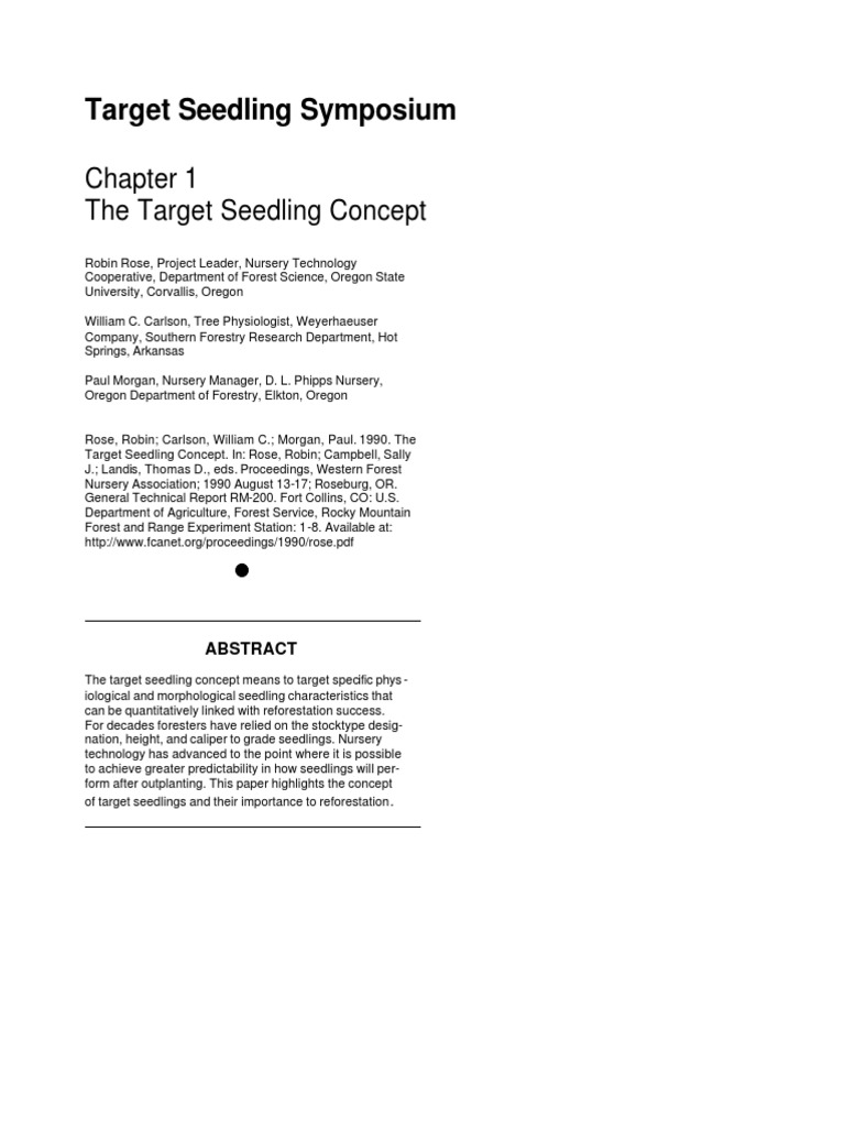 Target Seedling Concept for Nurseries | PDF | Plant Nursery | Seedling