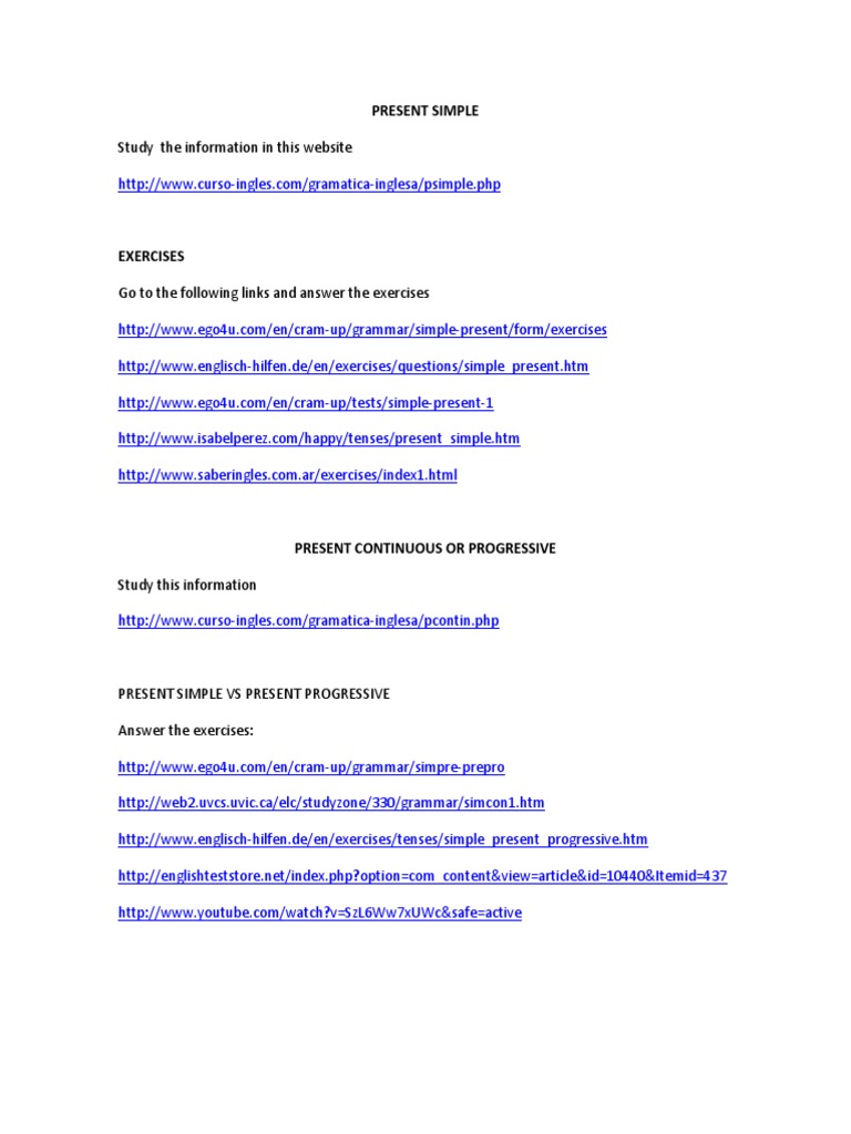 Present Continuous Vs Simple | PDF