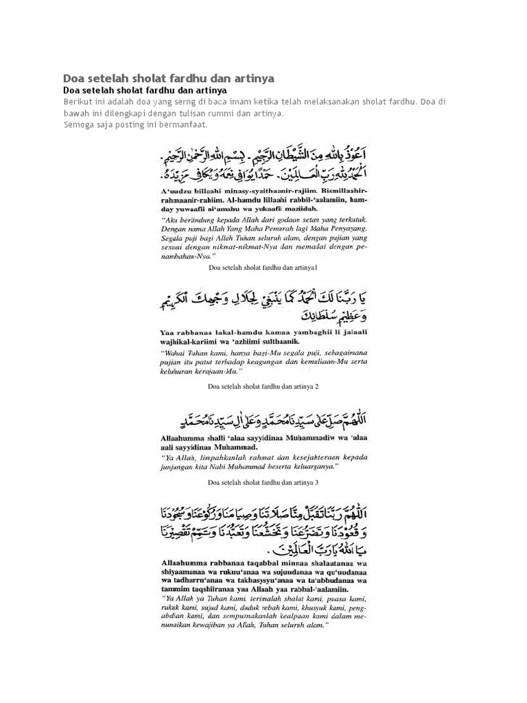 Doa Setelah Sholat Fardhu Dan Artinya | PDF