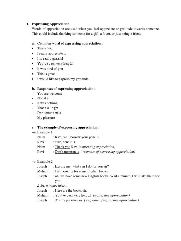 Expressing Appreciation: A Few Minutes Later | PDF | Language Arts ...