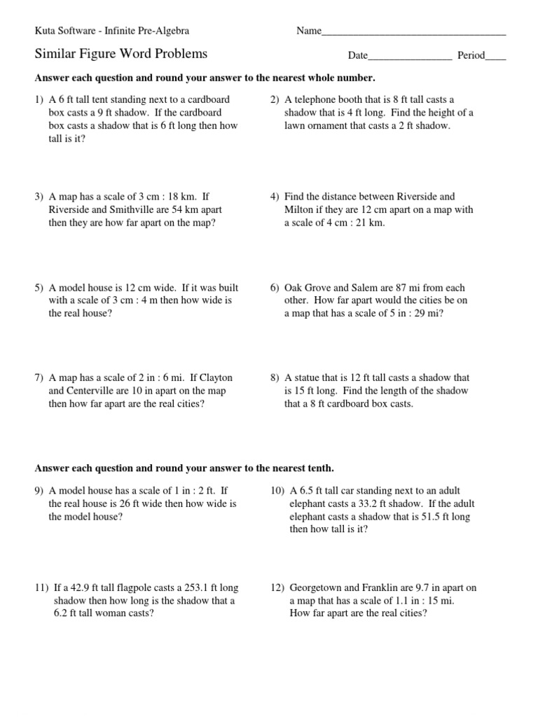 Similar Figure Word Problems | PDF | Teaching Mathematics | Nature