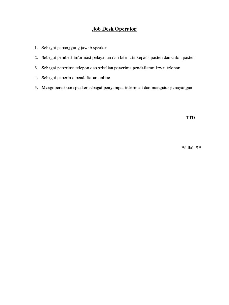 Job Desk Operator | PDF
