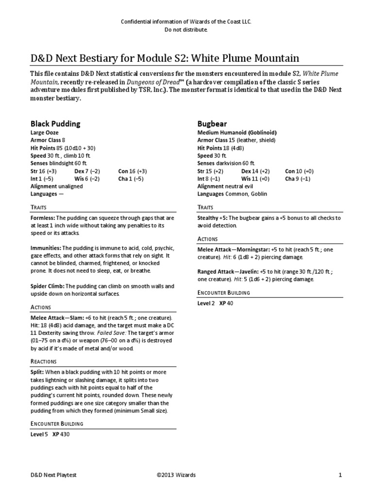 White Plume Mountain Bestiary | PDF | Dungeons & Dragons | Fantasy Role ...