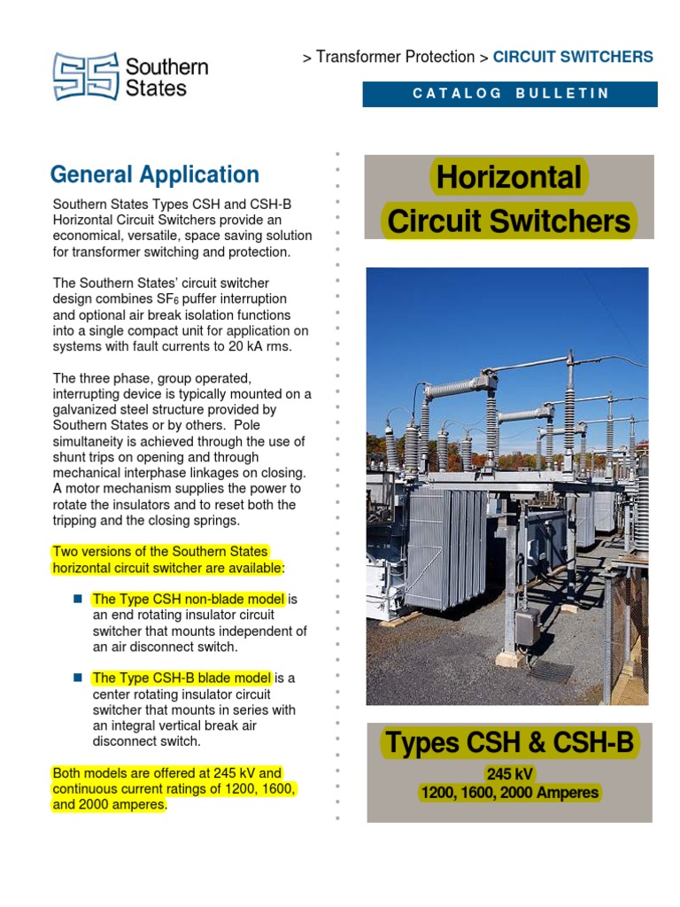 Horizontal Circuit Switchers: General Application | PDF | Switch | Relay