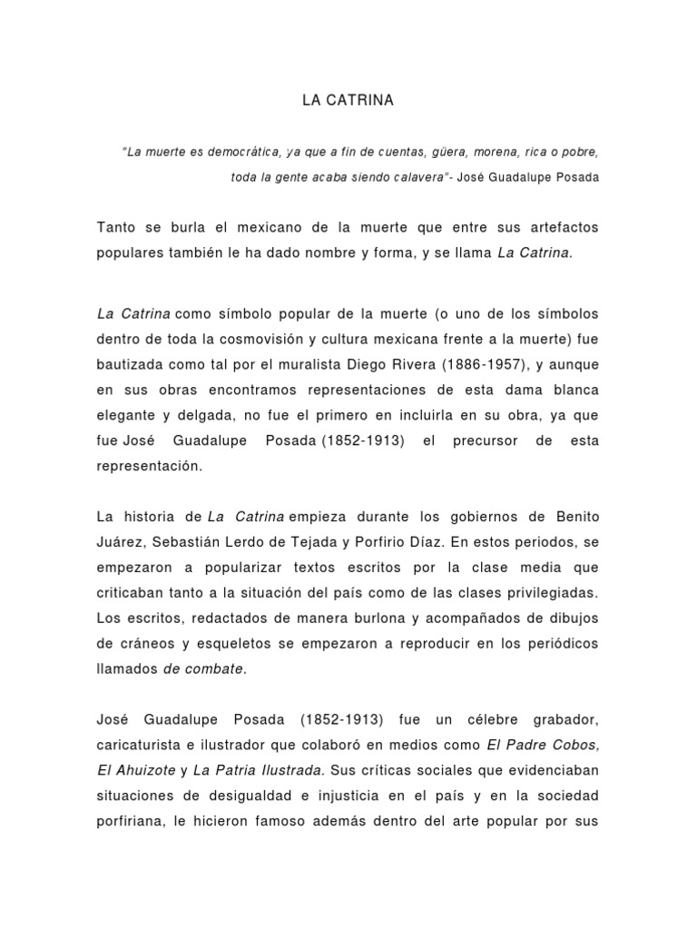 Historia y Origen de La Catrina | PDF | Clásicos