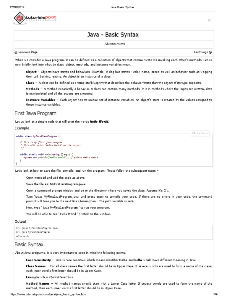 Java Basic Syntax Pdf Class Computer Programming Inheritance