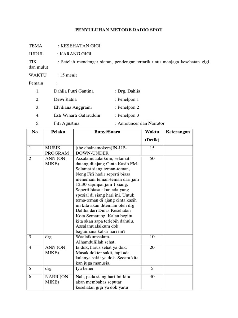 Contoh Penyuluhan Metode Radio Spot | PDF