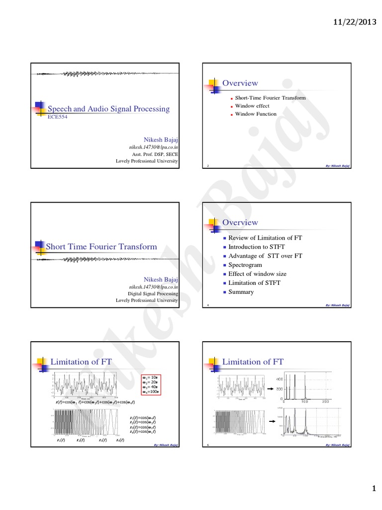 Speech and Audio Signal Processing ECE554 - Lec - 5 STFT Analysis v2.1 | PDF | Algorithms ...