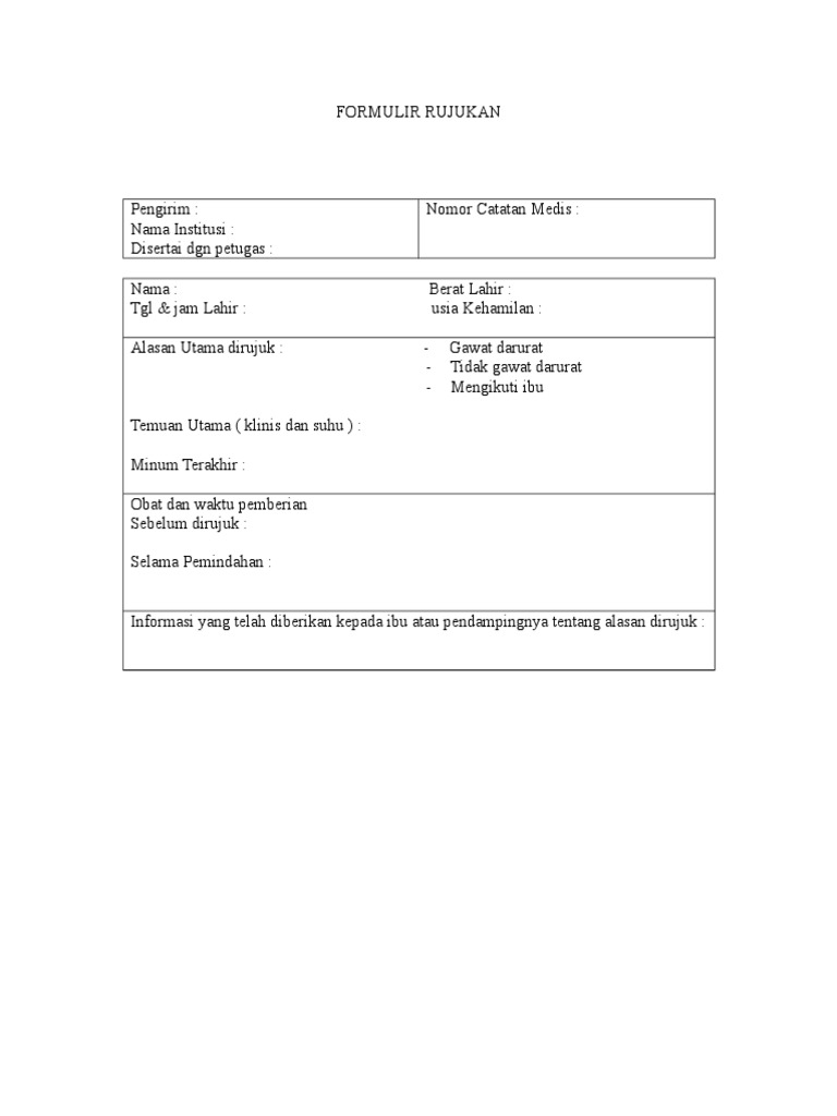 Formulir Rujukan | PDF