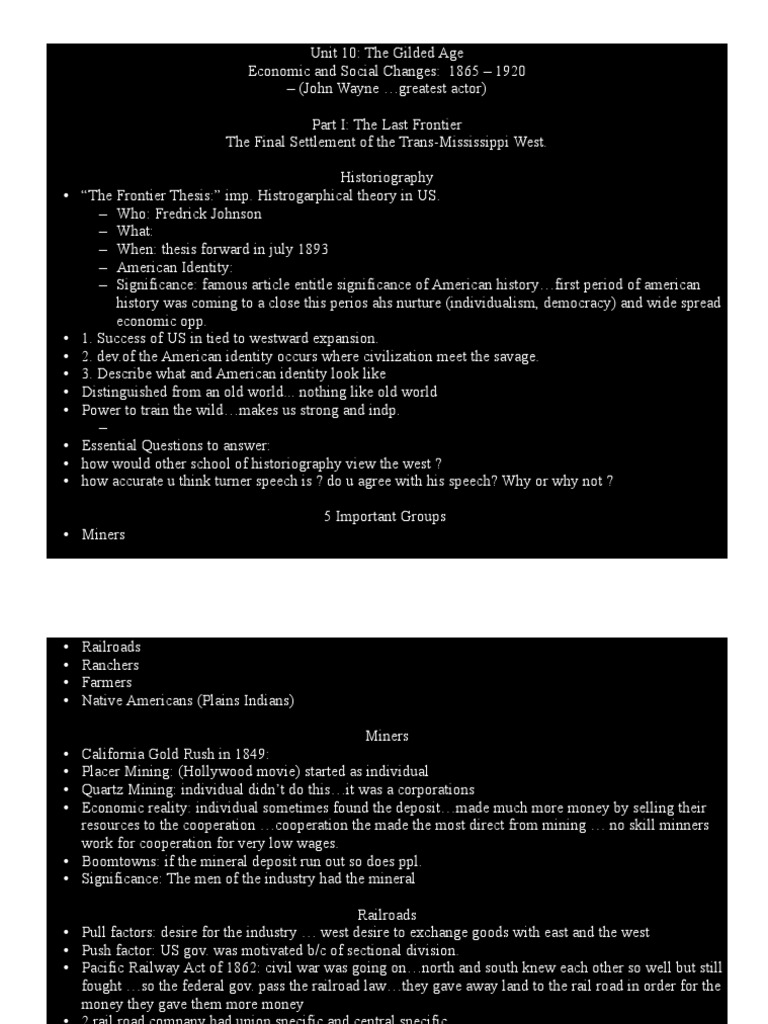 Unit 10 The Gilded Age Online Notes | PDF | Native Americans In The ...