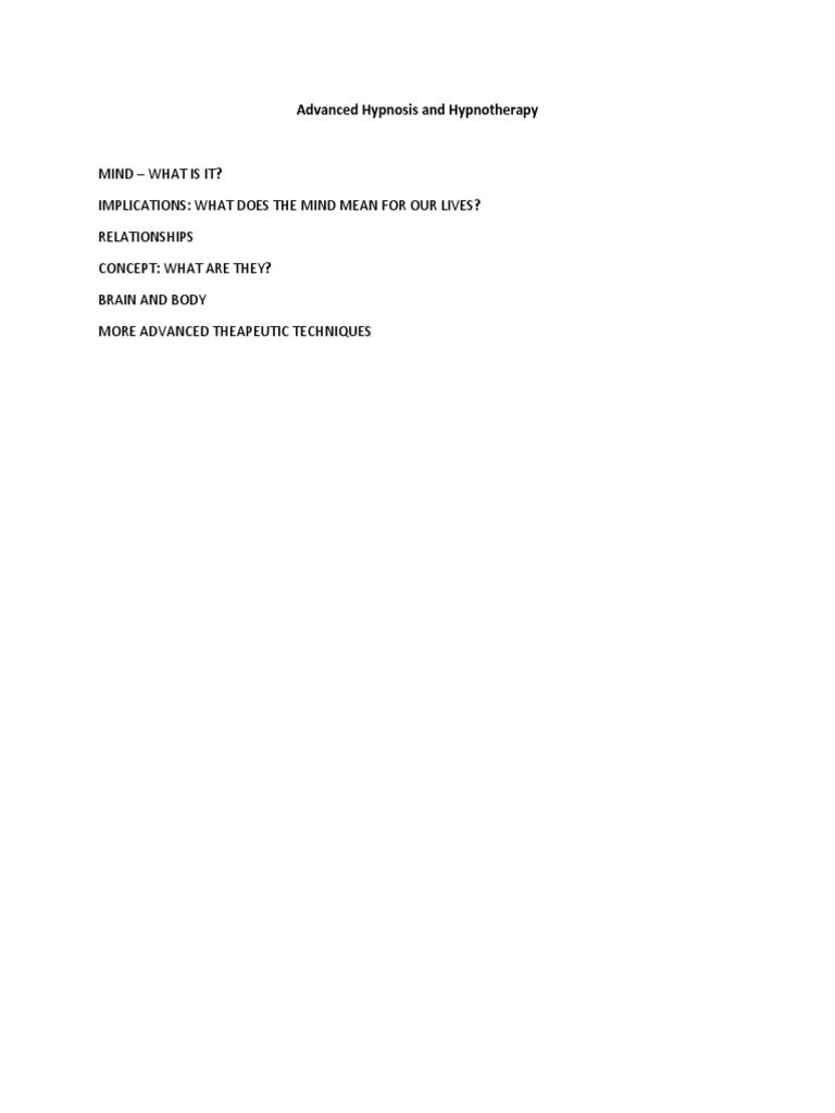 Advanced Hypnosis and Hypnotherapy | PDF