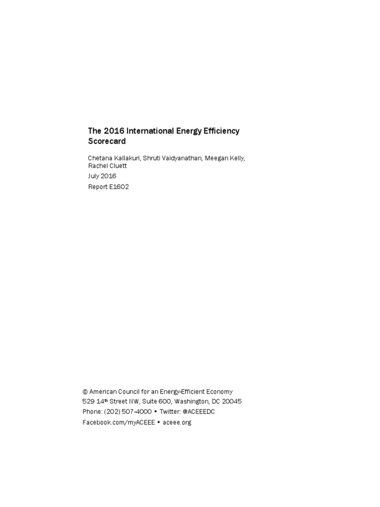 Aceee 2016 International Energy Efficiency Scorecard | PDF | World ...