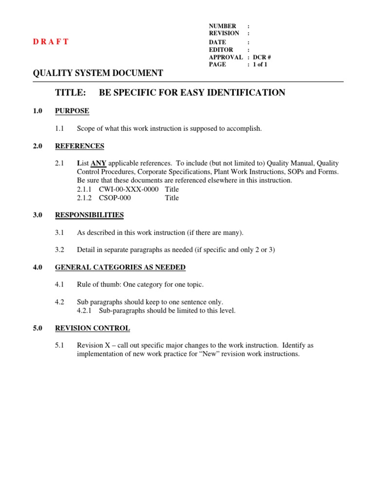 Work Instruction Outline | PDF