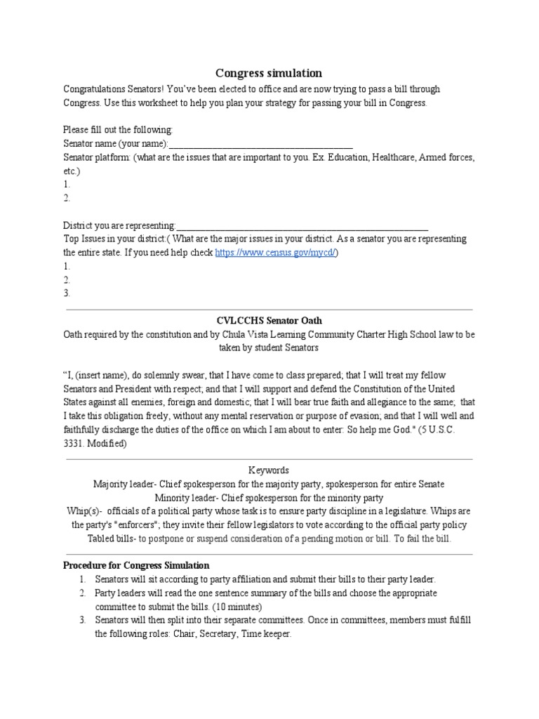 Congress Simulation | PDF