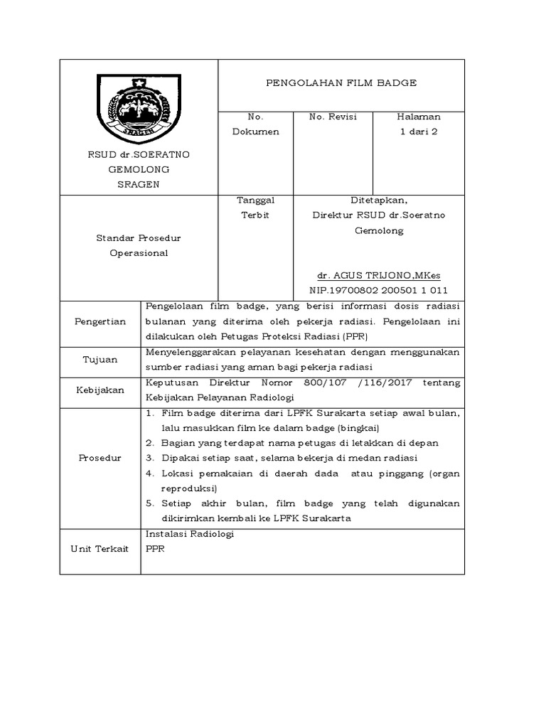 SOP Film Badge | PDF