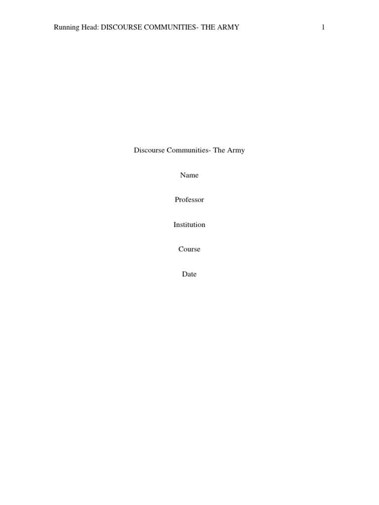Running Head: Discourse Communities-The Army 1 | PDF | Free Will | Community