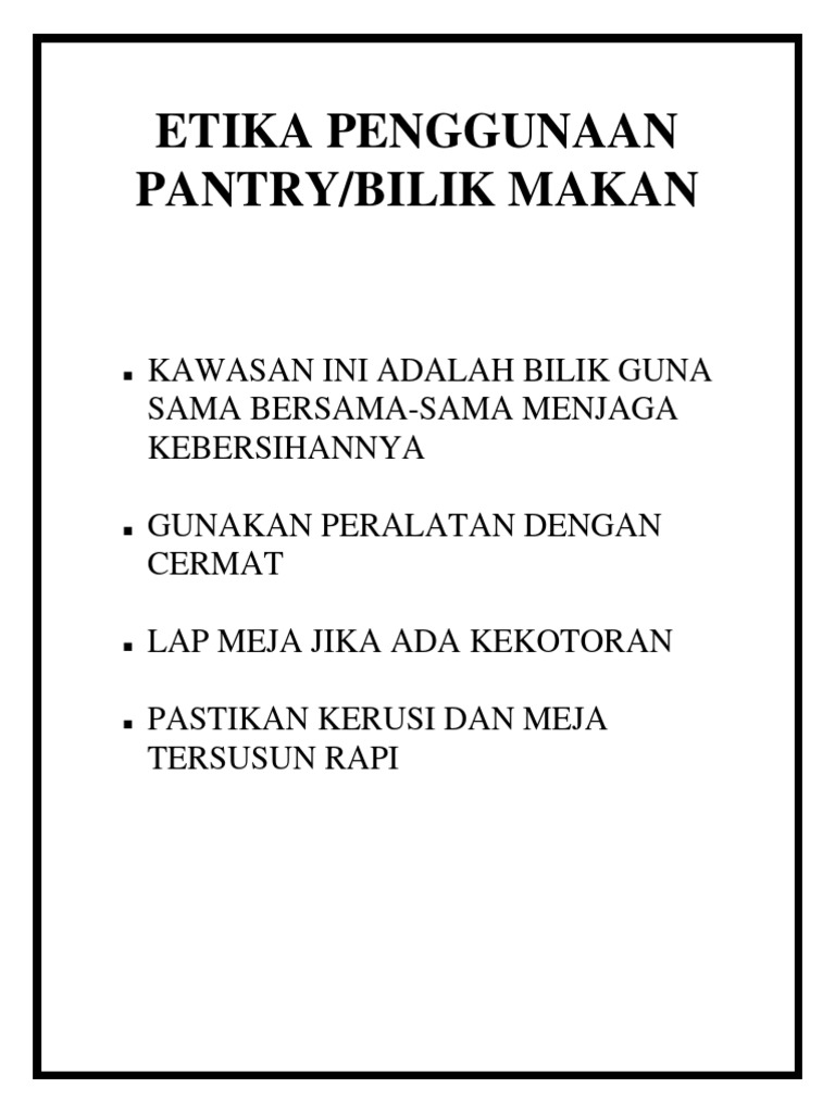 Etika Penggunaan Pantry | PDF